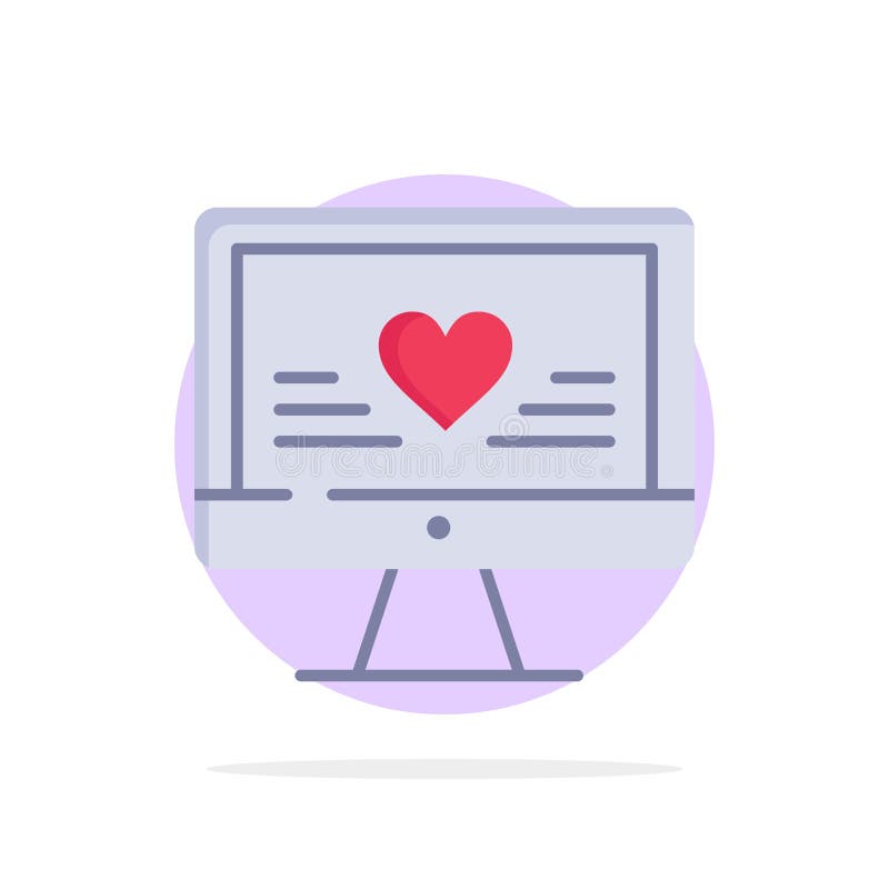 Computer, Love, Heart, Wedding Abstract Circle Background Flat Color ...
