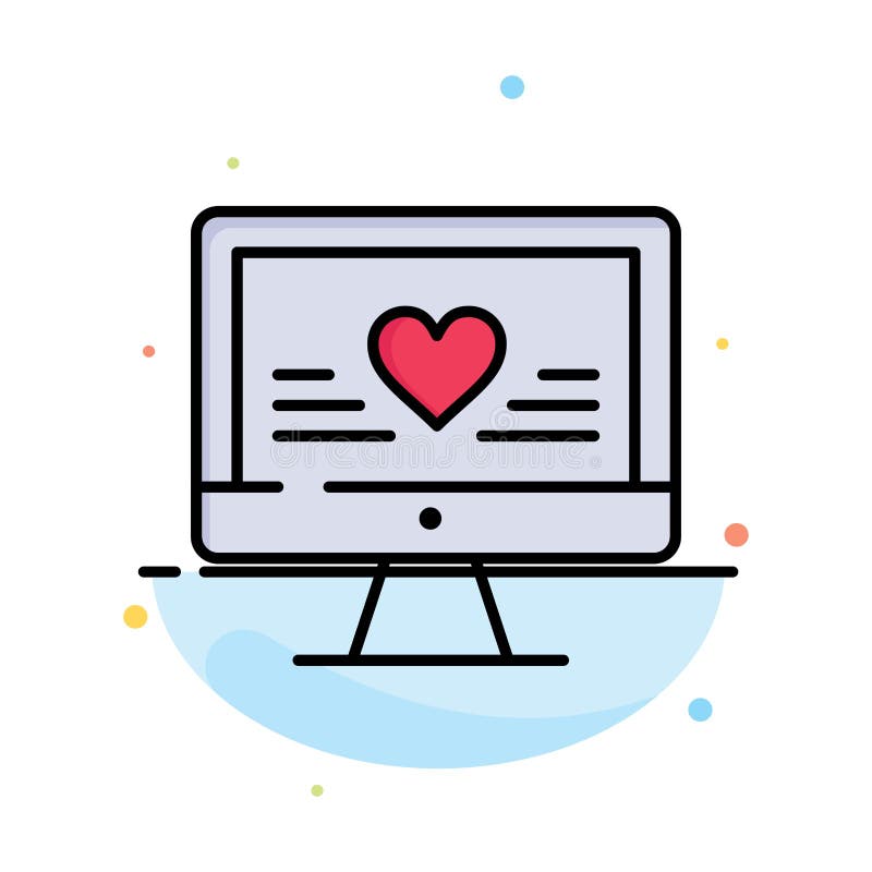 Computer, Love, Heart, Wedding Abstract Flat Color Icon Template Stock ...