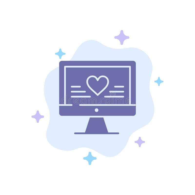 Computer, Love, Heart, Wedding Blue Icon on Abstract Cloud Background ...