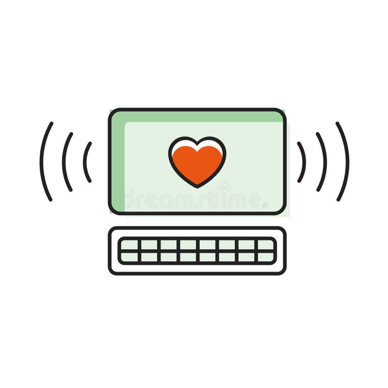 Computer Love Vector Illustration Stock Vector - Illustration of ...