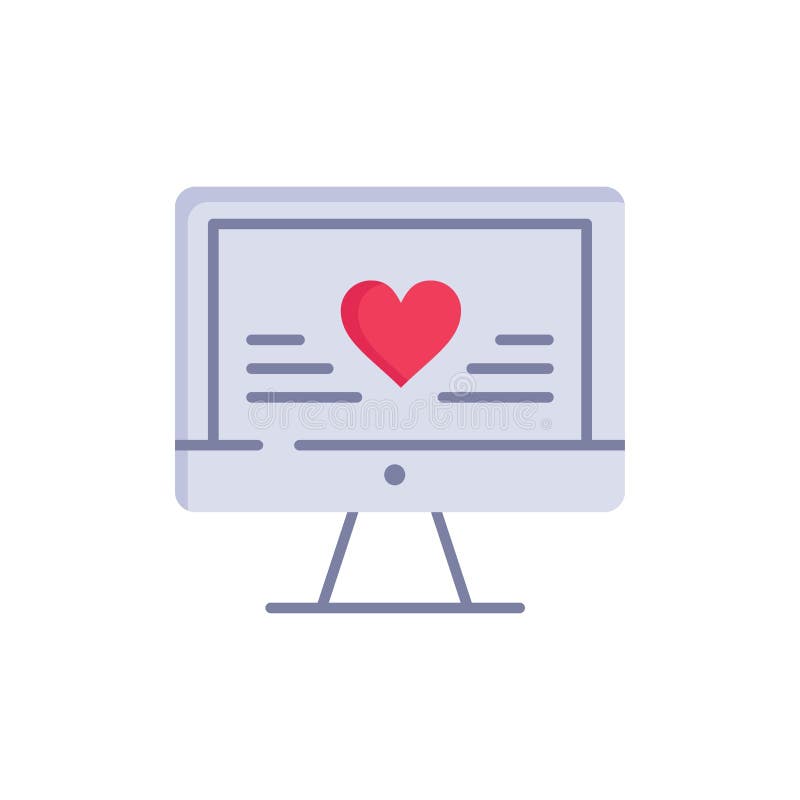 Computer, Love, Heart, Wedding Flat Color Icon. Vector Icon Banner ...