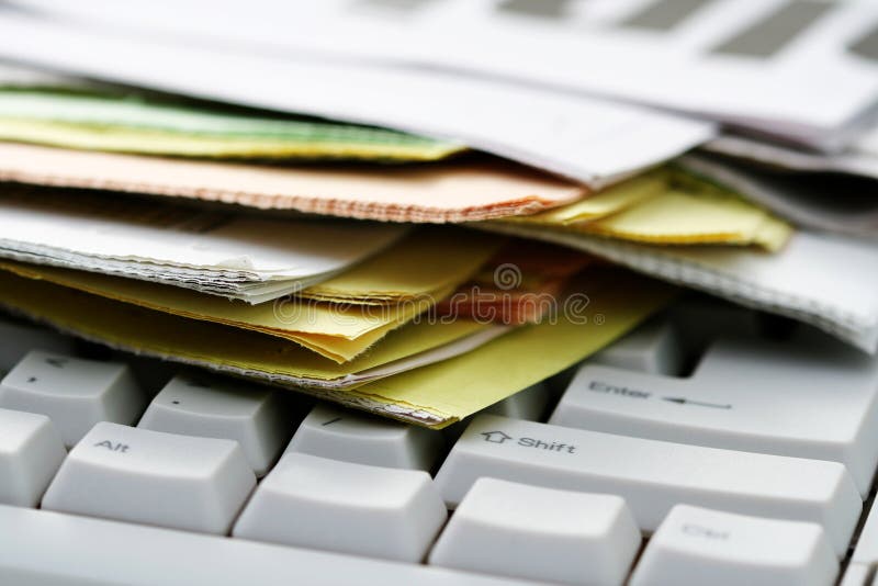 Computer and magazines stock image. Image of computer - 9704393