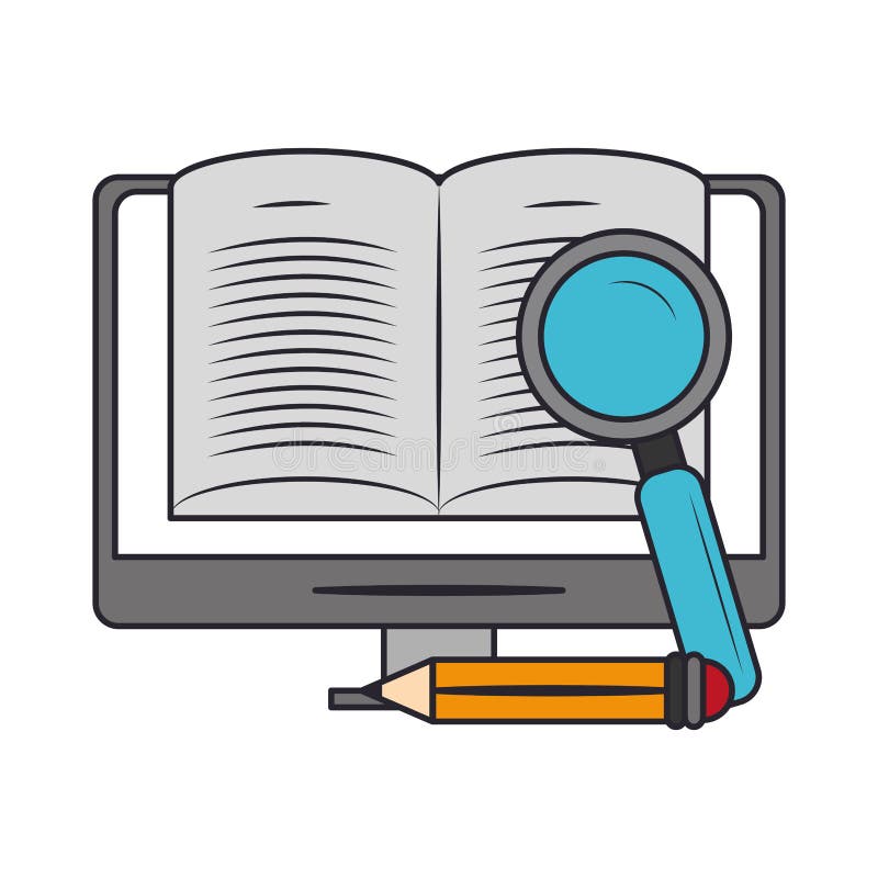 Magnifying Glass Over Book Stock Illustrations – 268 Magnifying Glass ...