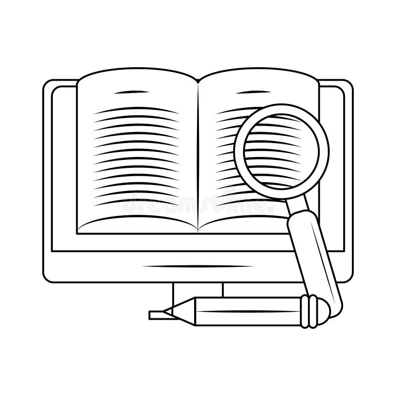 Magnifying Glass Over Book Stock Illustrations – 268 Magnifying Glass ...