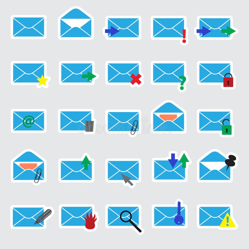 Computer Mail Blue Stickers Eps10 Stock Vector - Illustration of blue ...
