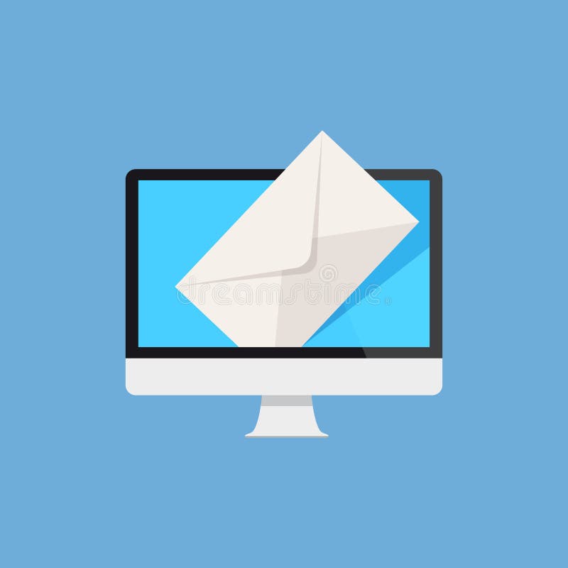 Computer Mail Letter Vector Icon Stock Illustration - Illustration of ...