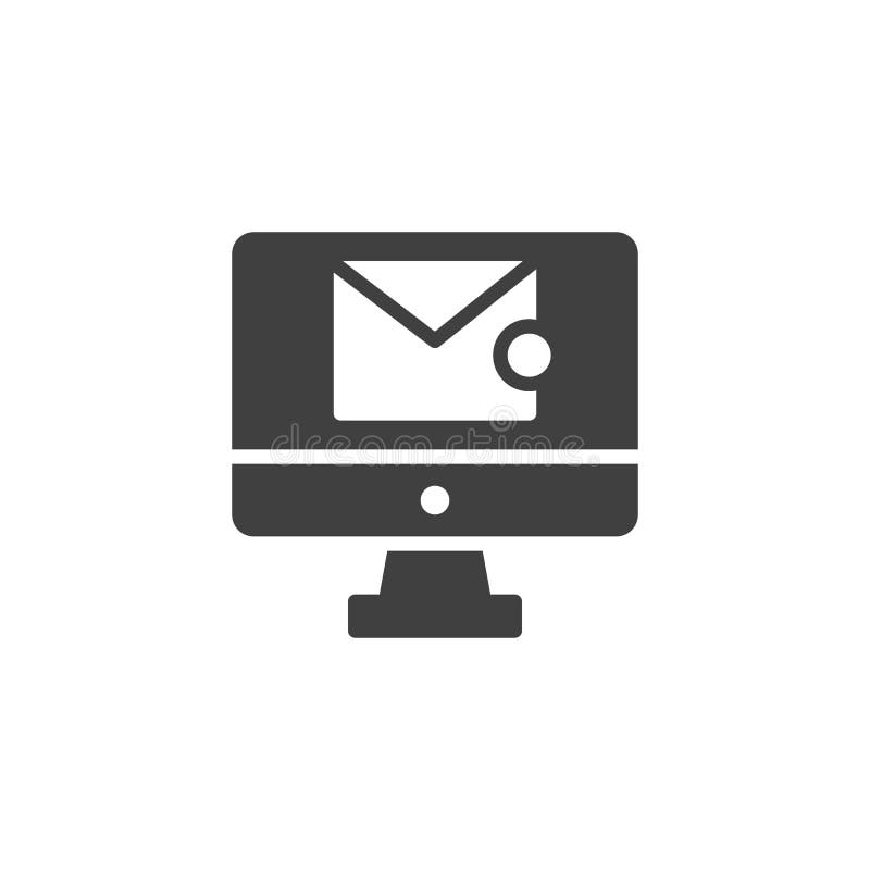 Computer Email Message Line Icon Stock Vector - Illustration of device ...