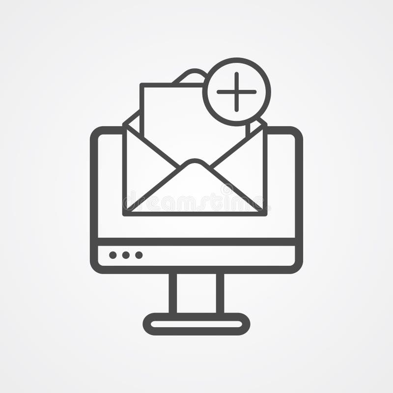 Computer with Mail Vector Icon Sign Symbol Stock Vector - Illustration ...