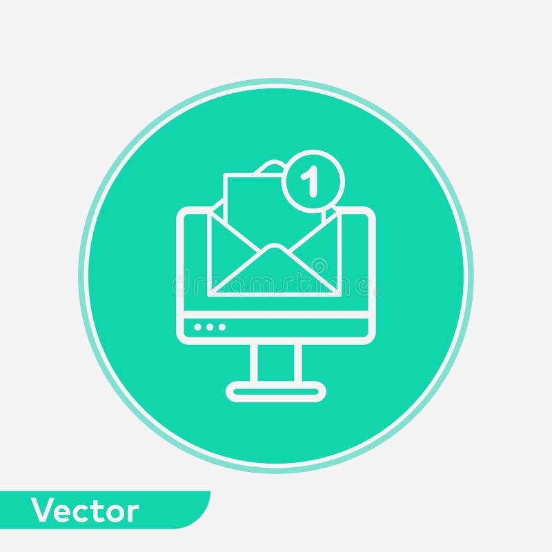 Computer with Mail Vector Icon Sign Symbol Stock Vector - Illustration ...