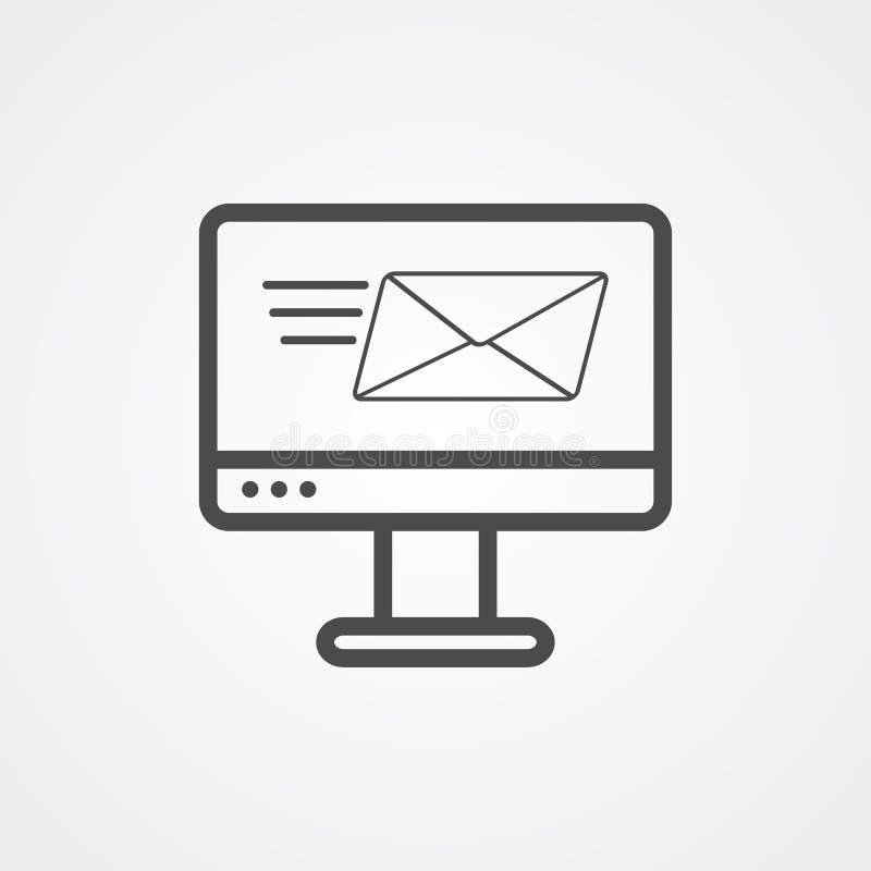 Computer with Mail Vector Icon Sign Symbol Stock Vector - Illustration ...