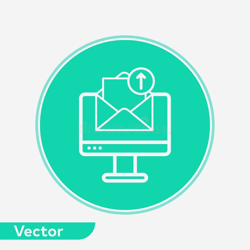 Computer with Mail Vector Icon Sign Symbol Stock Vector - Illustration ...