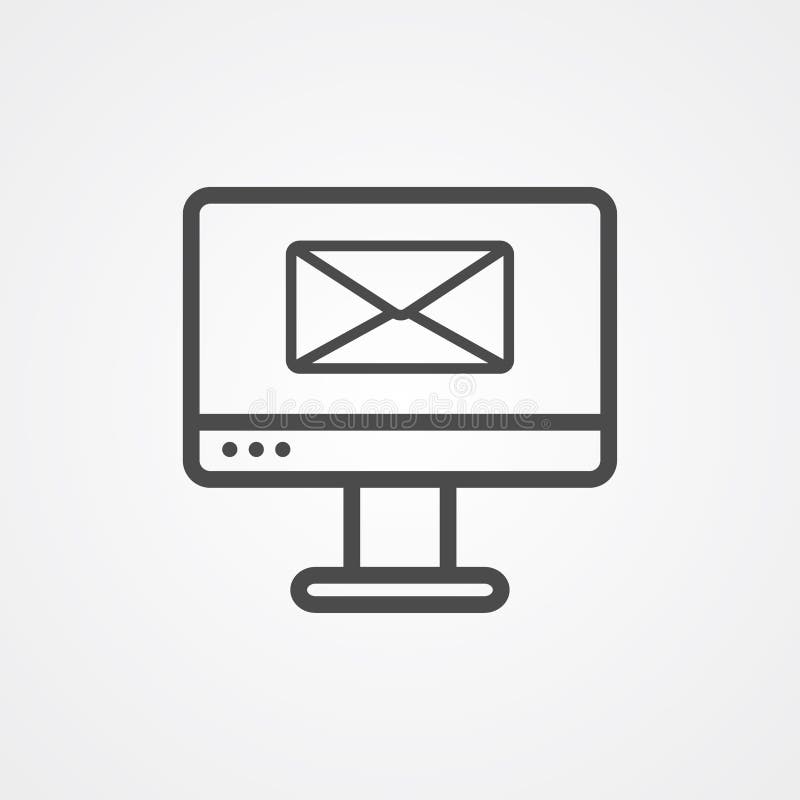 Computer with Mail Vector Icon Sign Symbol Stock Vector - Illustration ...