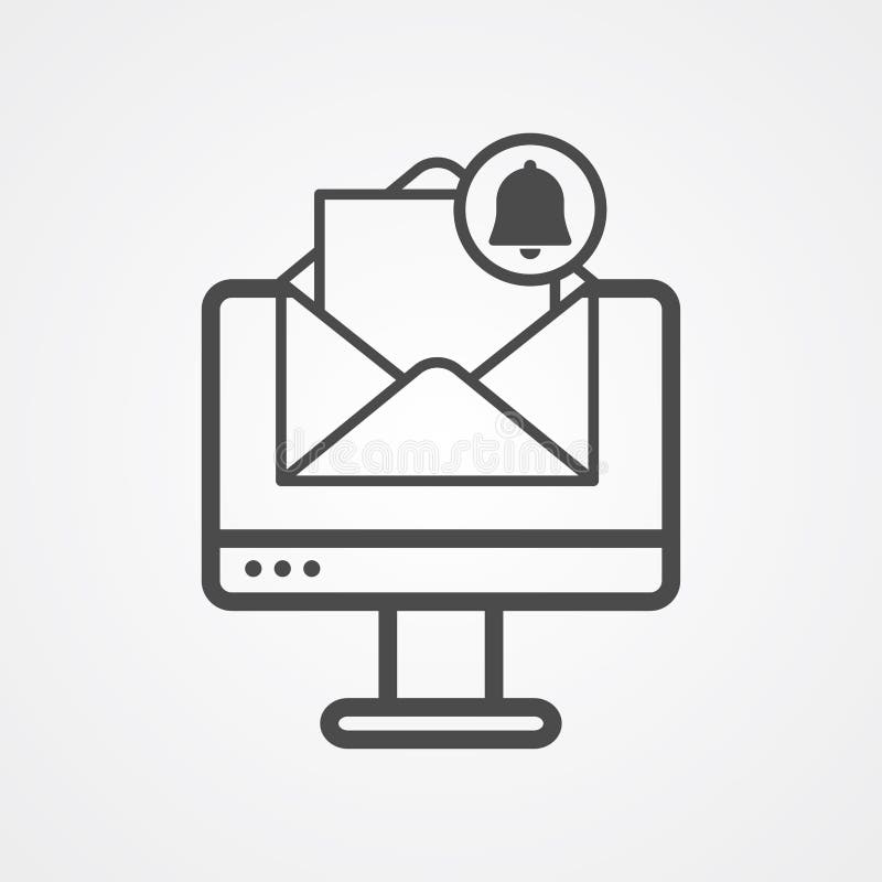 Computer with Mail Vector Icon Sign Symbol Stock Vector - Illustration ...