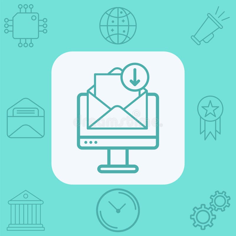 Computer with Mail Vector Icon Sign Symbol Stock Vector - Illustration ...
