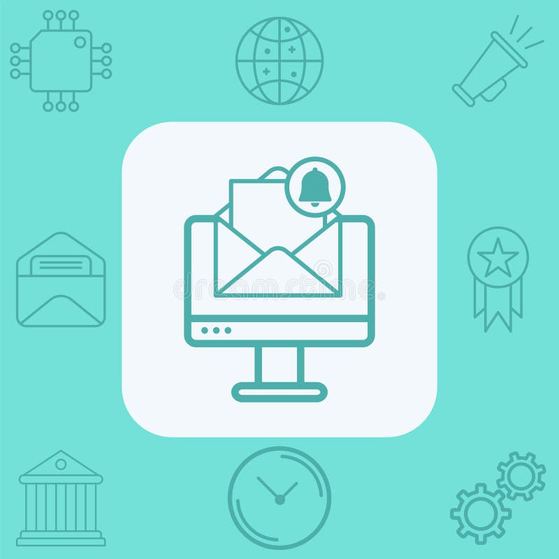Computer with Mail Vector Icon Sign Symbol Stock Vector - Illustration ...