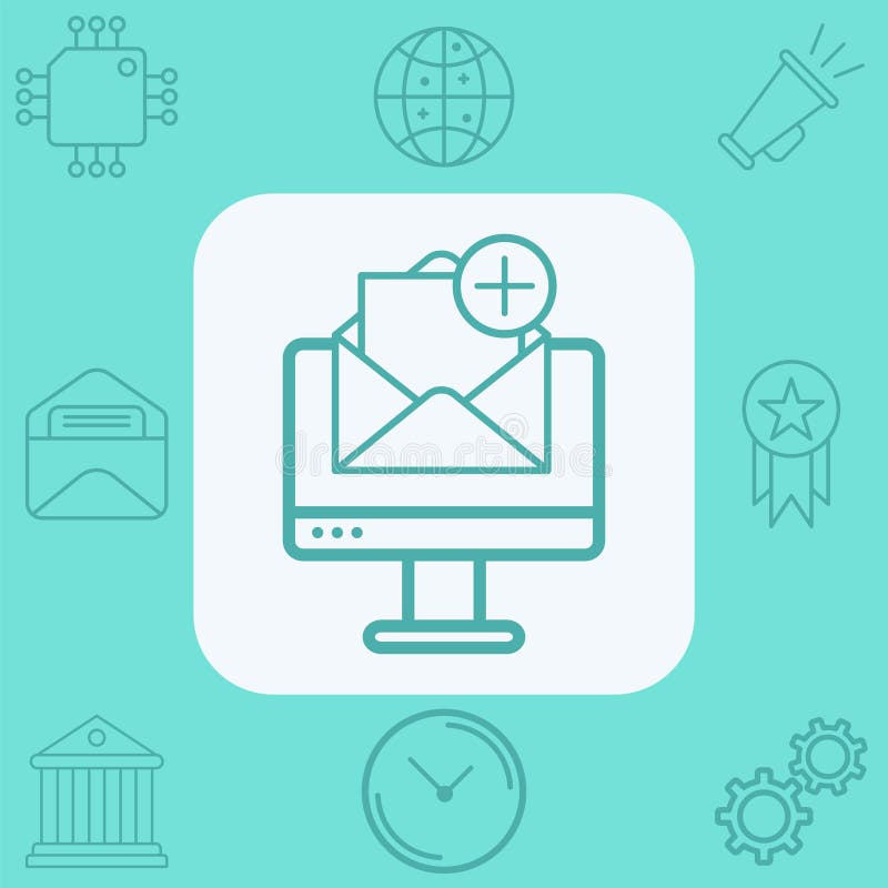 Computer with Mail Vector Icon Sign Symbol Stock Vector - Illustration ...
