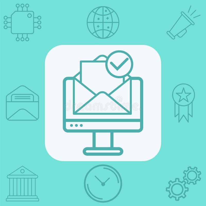Computer with Mail Vector Icon Sign Symbol Stock Vector - Illustration ...