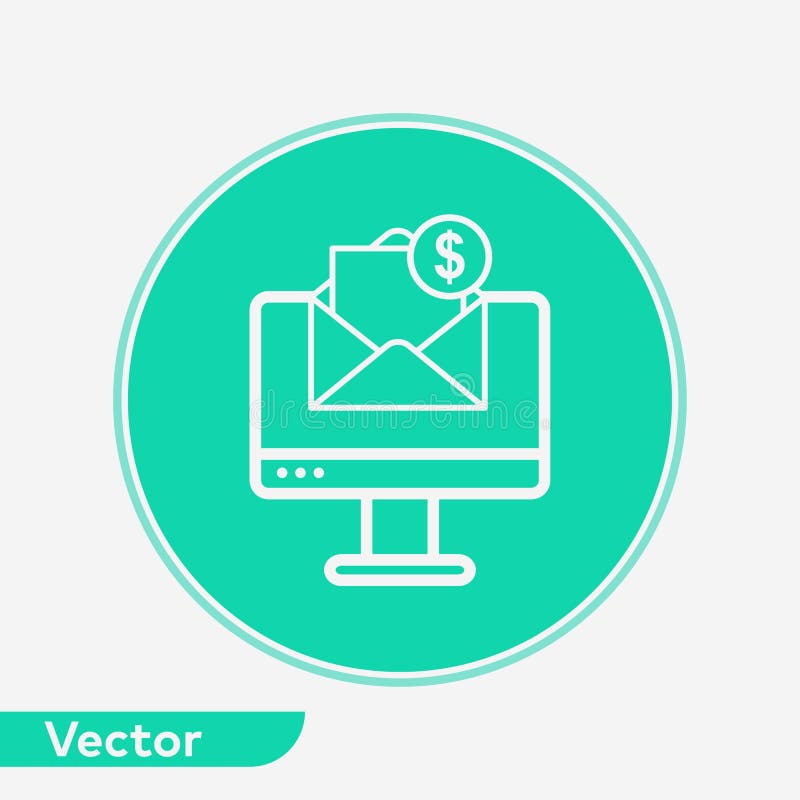 Computer with Mail Vector Icon Sign Symbol Stock Vector - Illustration ...