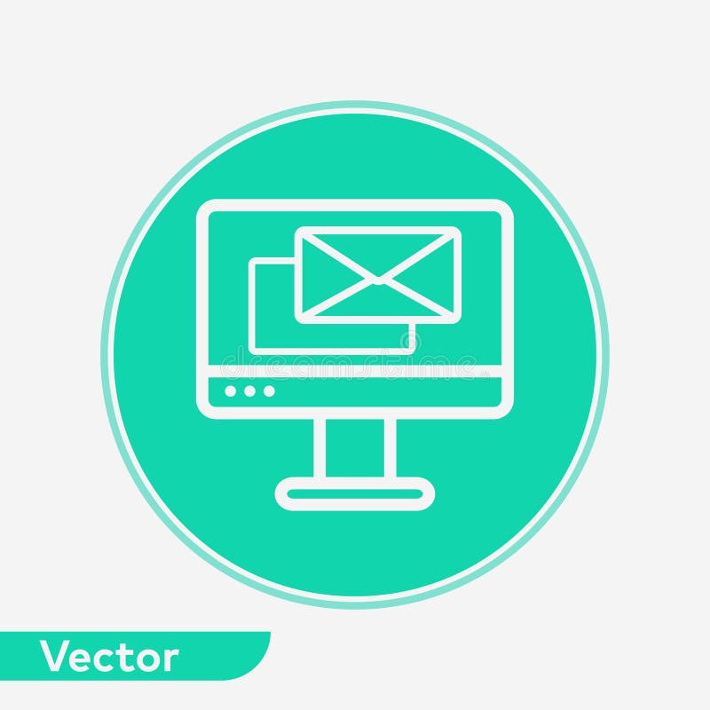 Computer with Mail Vector Icon Sign Symbol Stock Vector - Illustration ...