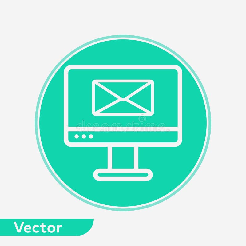 Computer with Mail Vector Icon Sign Symbol Stock Vector - Illustration ...