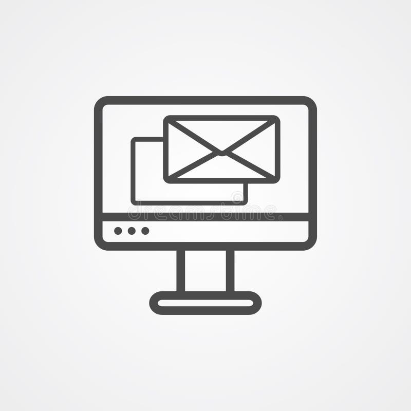 Computer with Mail Vector Icon Sign Symbol Stock Vector - Illustration ...