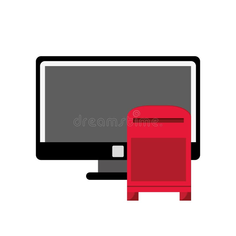 Computer with Mailbox on Screen Vector Illustration, Flat Cartoon ...