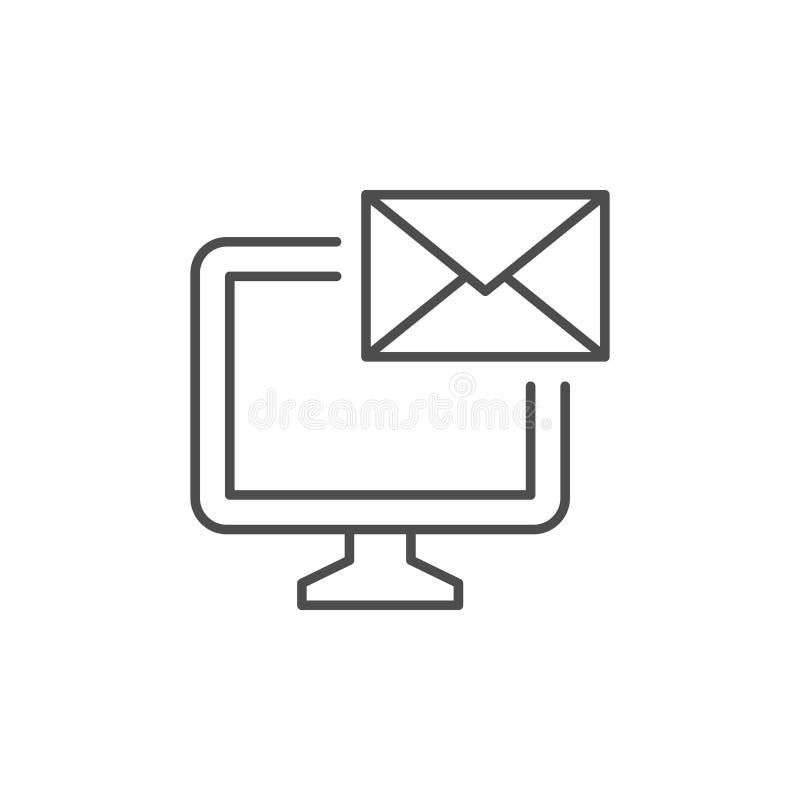 Computer Network Line Outline Icon Isolated on White Stock Vector ...