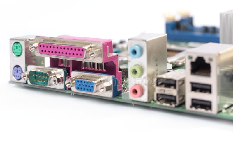 Back Panel Connectors of the Modern Computer Motherboard Stock Photo ...