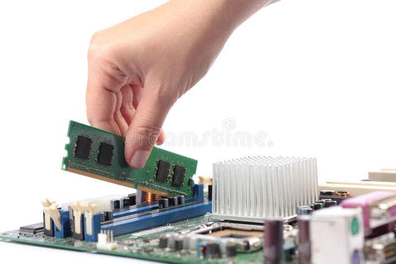 Computer Repair Hand Installation of Circuit Board Stock Photo - Image ...