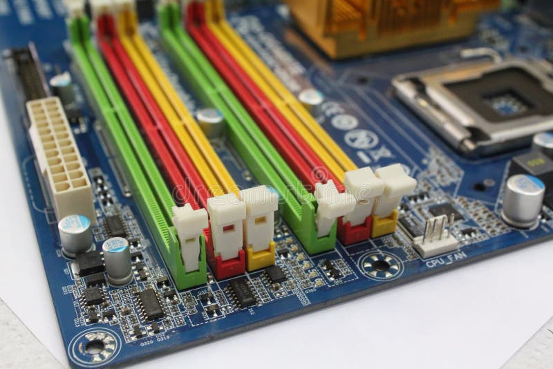 Computer Mainboard Memory Ram Socket Stock Image - Image of ethernet ...