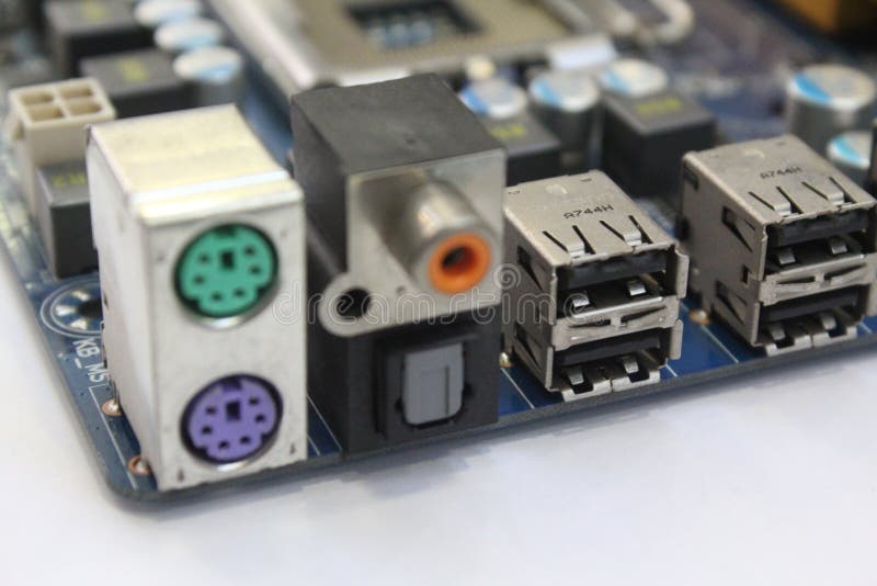Computer Mainboard Usb Ports Ethernet Port Stock Photo - Image of ...