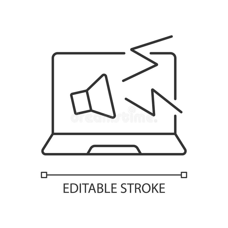 Computer Makes Strange Noises Linear Icon Stock Vector - Illustration ...