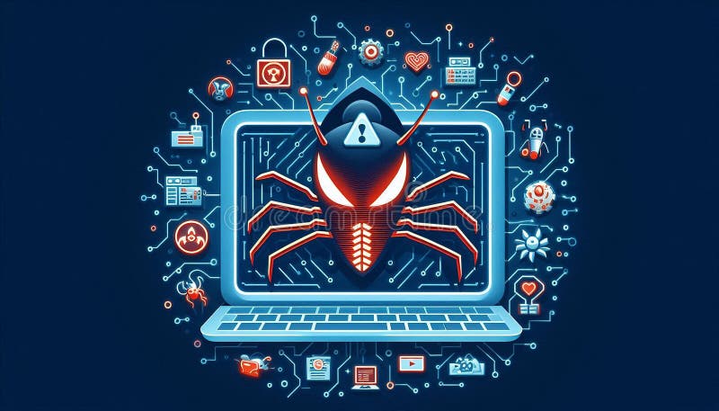 Computer Malware Concept with Intrusive Trojan Image Stock Illustration ...