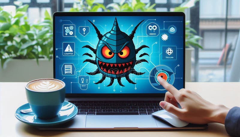 Computer Malware Threat on Laptop Screen Stock Illustration ...
