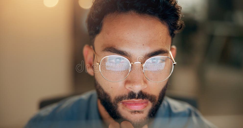 Computer, Man and Coder with Thinking in Office with Web Development, Cybersecurity or Tech ...