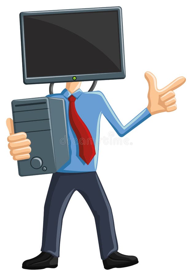 Computer Man Mascot stock vector. Illustration of monitor - 28846124