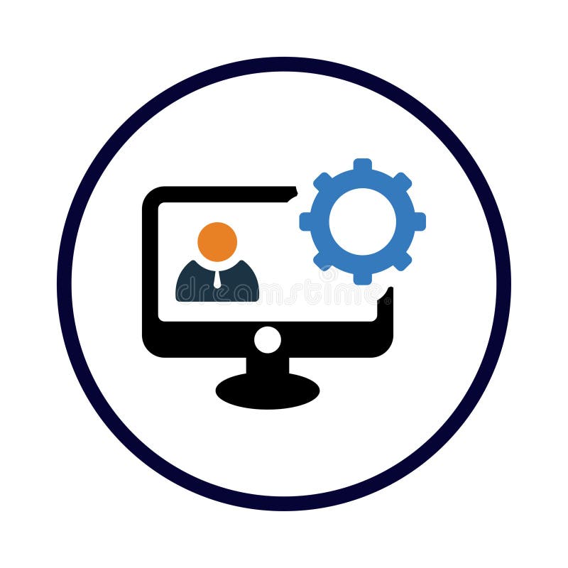 Computer, Man, Monitor, Management, Gear, Administration Icon Stock ...