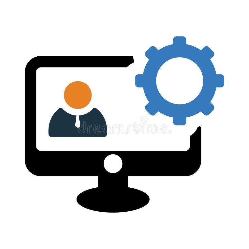 Computer, Man, Monitor, Management, Gear, Administration Icon Stock ...