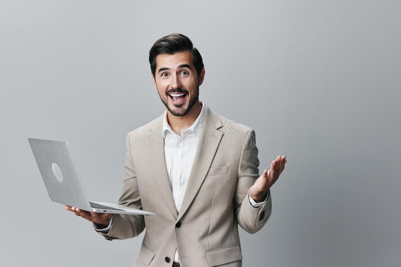 Computer Man Suit Job Smiling Internet Freelancer Beard Laptop Business ...