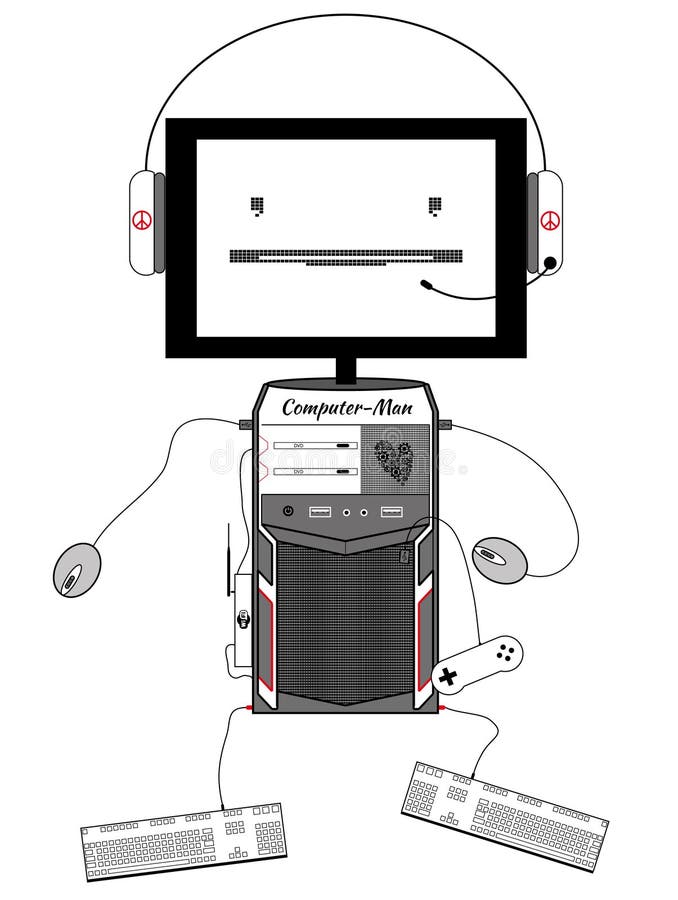 Computer Man. Superhero for Whole Internet Made from Hardware ...