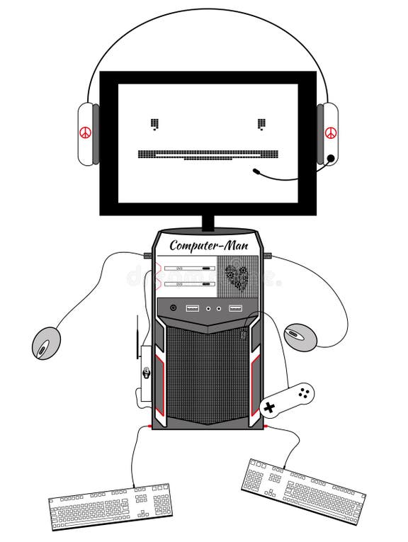 Computer Man. Superhero for Whole Internet Made from Hardware ...