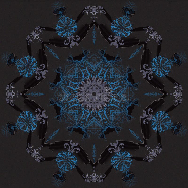 Computer Mandala with Abstract Faces Stock Illustration - Illustration ...