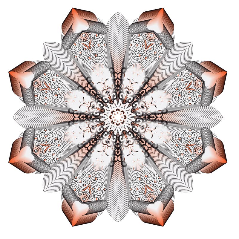 Computer Mandala with Abstract Faces Stock Illustration - Illustration ...