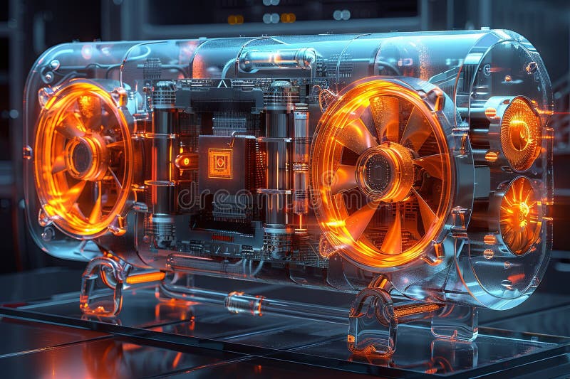 A Computer with Many Computer Chips and the Fans on the Tower, Photo ...