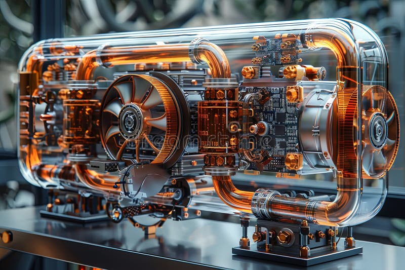 A Computer with Many Computer Chips and the Fans on the Tower, Photo ...