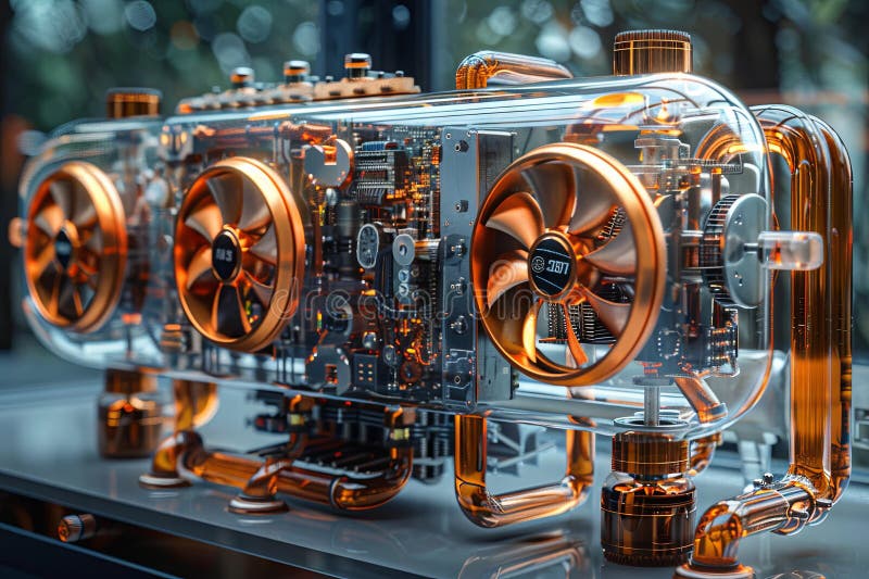 A Computer with Many Computer Chips and the Fans on the Tower, Photo ...