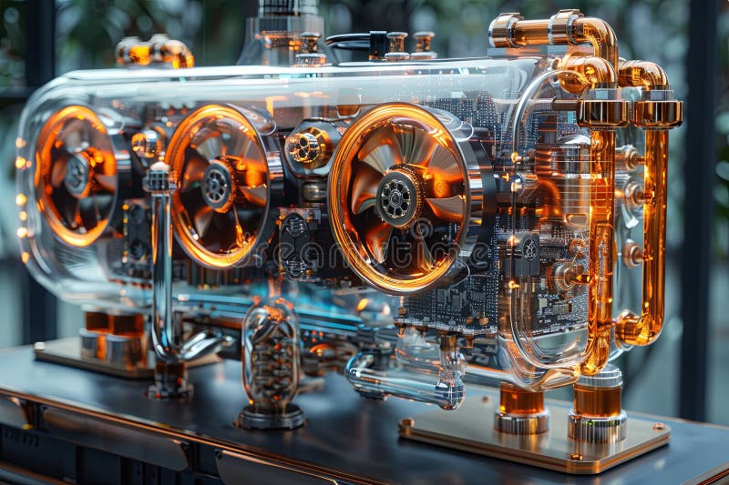 A Computer with Many Computer Chips and the Fans on the Tower, Photo ...