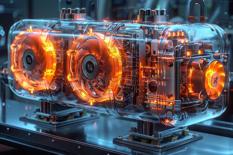 A Computer with Many Computer Chips and the Fans on the Tower, Photo ...