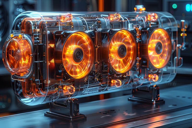 A Computer with Many Computer Chips and the Fans on the Tower, Photo ...