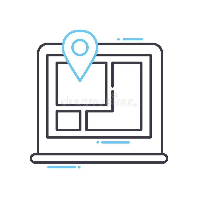 Computer Map Line Icon, Outline Symbol, Vector Illustration, Concept ...